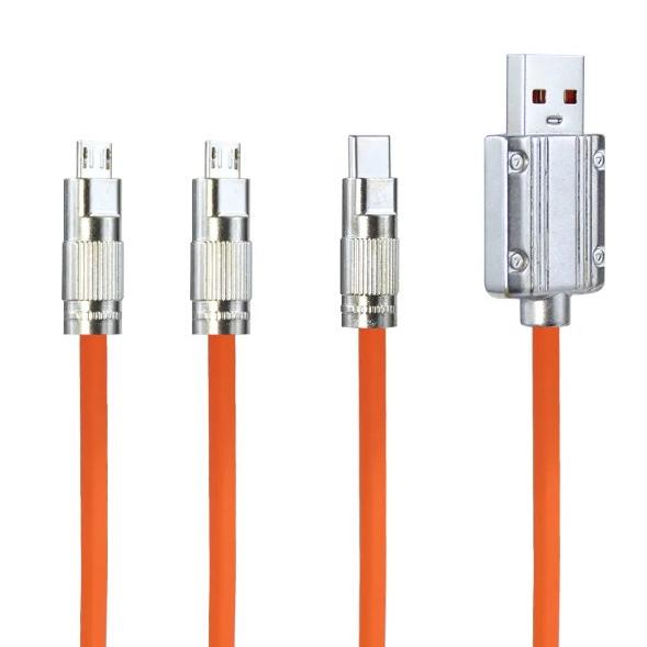 Cablu încarcator 3 în 1, cu LED, multifuncțional, port type-C, lightni ...